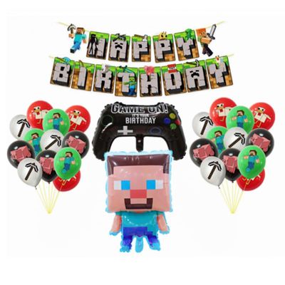 男孩铝膜气球我的世界派对生日