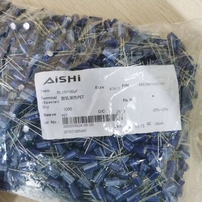 25v100uf 艾华AISHI电解电容 型号RS 尺寸6.