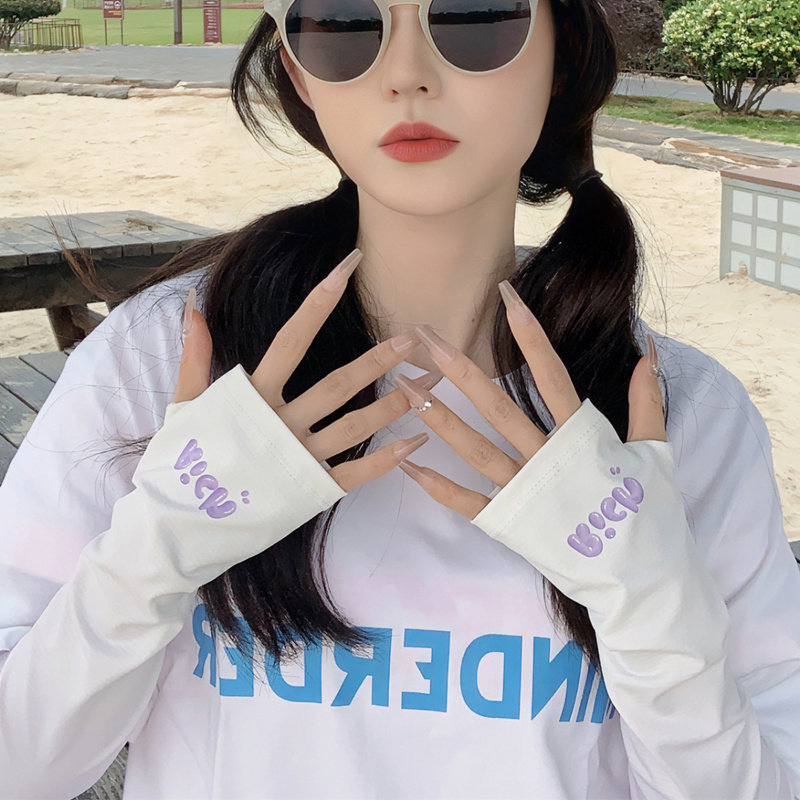 网红宽松冰丝冰袖女款夏季防晒袖套开车防紫外线套袖护袖手套手袖