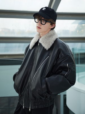 ASSEEN复古可拆卸毛领羽绒皮夹克