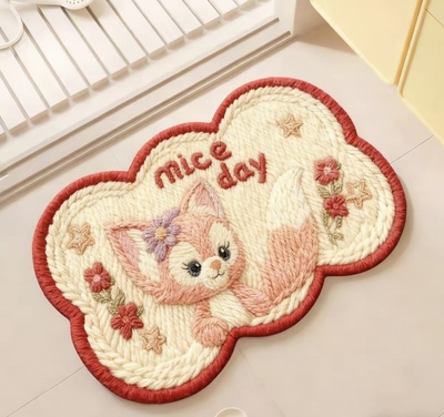 毛线风琳娜贝尔卡通可爱吸水地垫床边家用硅藻厨房入户卧室地毯