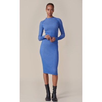 荷兰轻奢街头DP罗纹立领连衣裙