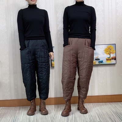 大牌撤柜日系轻薄大口袋哈伦裤