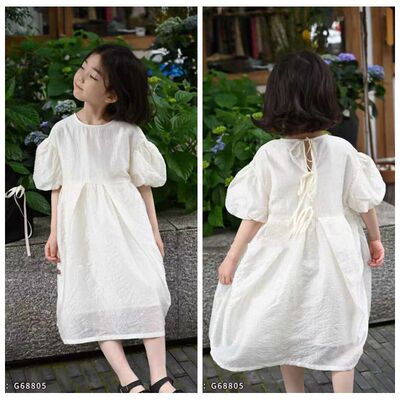68805牛家短袖连衣裙童装夏款女童淑女长裙子中大童