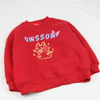 56850木家羊驼绒一体绒卫衣童装冬款女童加绒加厚套头衫中大童