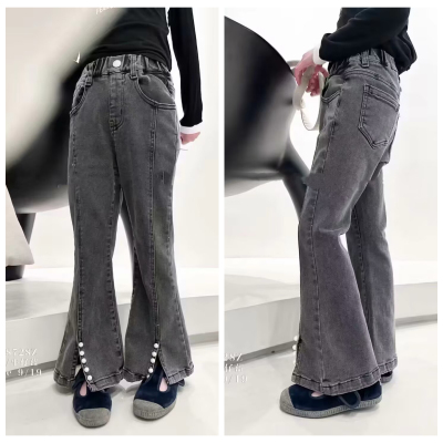 8728童家牛仔裤喇叭裤童装秋款女童休闲裤长裤大童