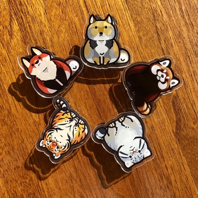 可爱动物文创亚克力小夹子 水獭藏狐小熊猫兔狲熊猫by极危物种