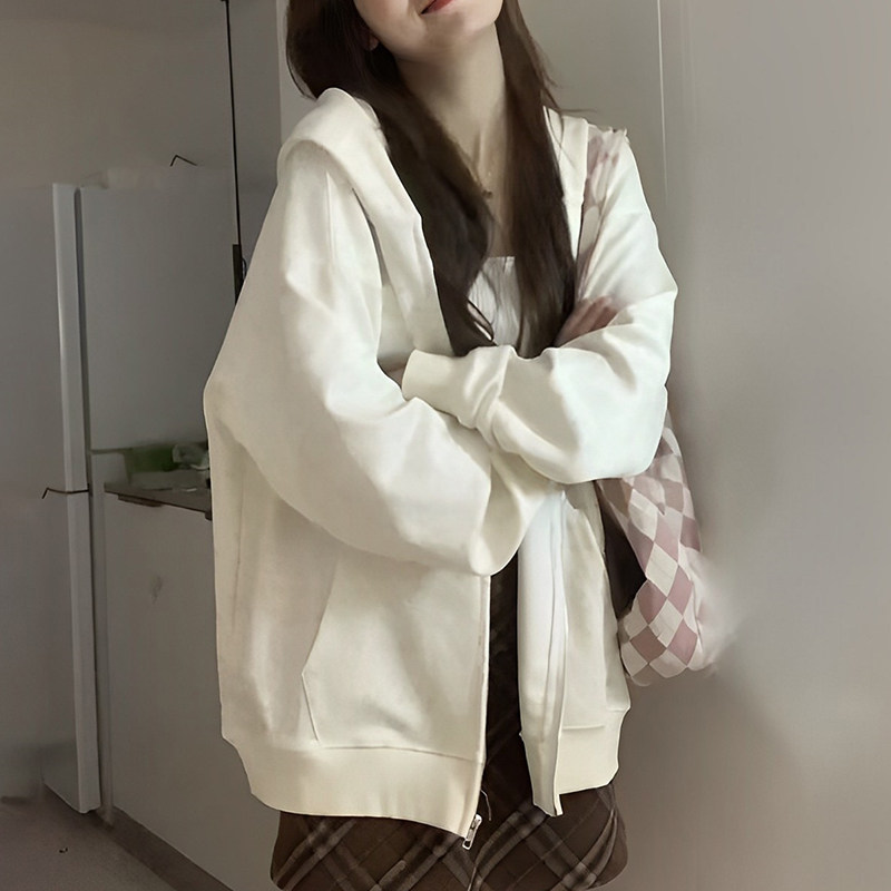 欧美式连帽卫衣女春秋oversize薄款外套韩版潮宽松慵懒开衫上衣
