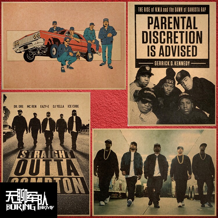 N.W.A Niggaz Wit Attitudes NWA说唱牛皮纸海报装饰画相框墙_虎窝淘