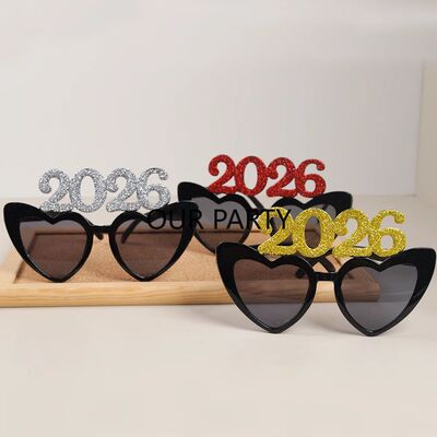 1Pcs Glitter Gold/silvery 2026 Heart Sunglasses Eyeglasses P