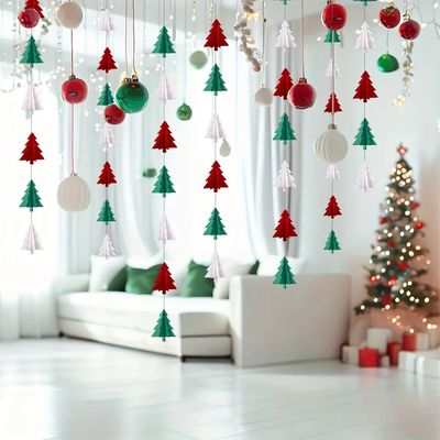 1SET 3D Green Christmas Tree Paper Garlands Ornaments Xmas P