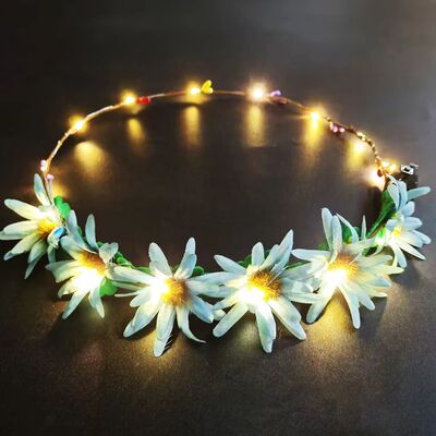 Girl Glow Headband with LED Light Flowers Wreath Crown Hairb