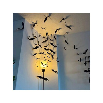 60pcs 3D Waterproof black Bats Wall Decor Halloween Decor