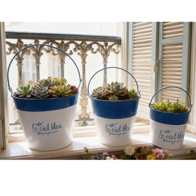 包邮法式复古铁艺手提LeCiel铁桶