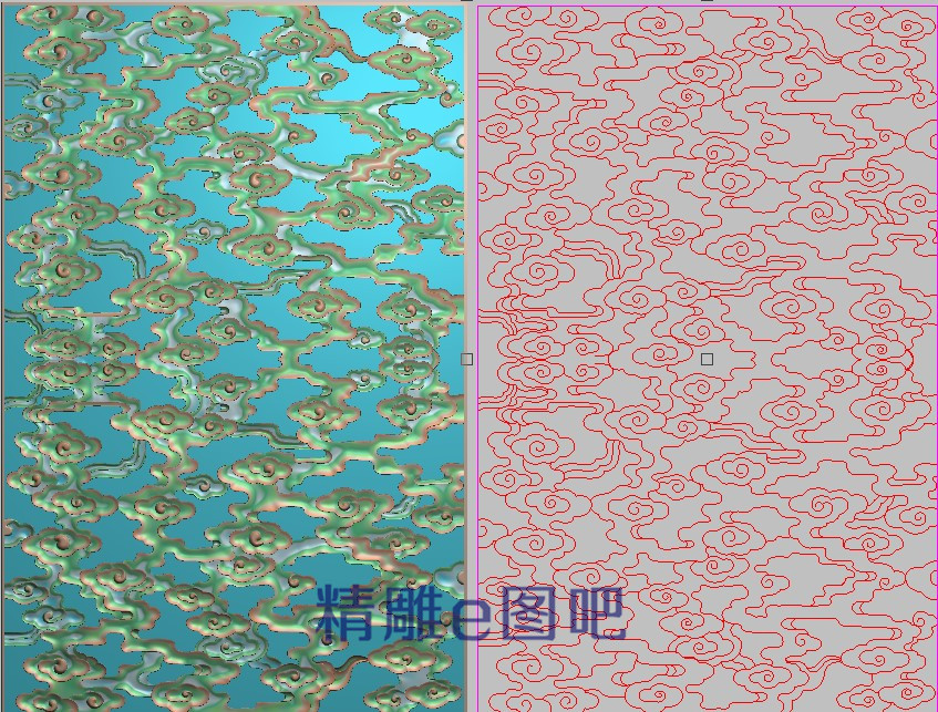 祥云镂空门板精雕图灰度图浮雕图云朵满云隔断通花背板竖320x493
