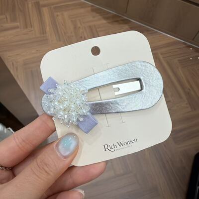 4.12韩国东大门rich women发饰紫色蝴蝶结串珠花BB夹