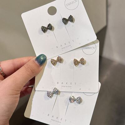 3.31韩国东大门baket耳饰奢华落蝴蝶结耳钉