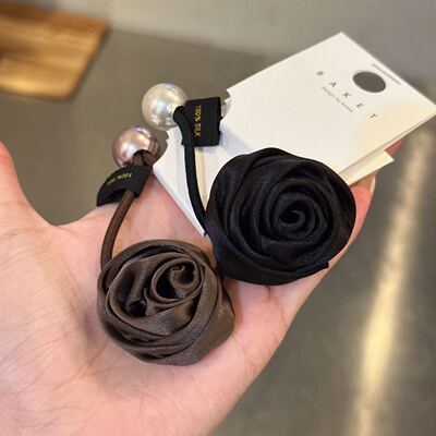 8.24韩国baket发饰玫瑰花气质珍珠简约发绳头绳