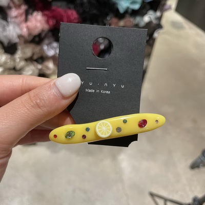 5.26直播韩国nyunyu发饰彩色水钻可爱法棍波浪饼干弹簧夹小号