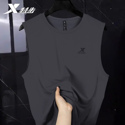 特步运动背心男夏季冰丝透气速干官方旗舰店正品坎肩无袖圆领T恤