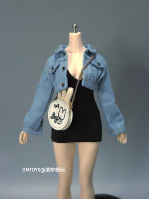 DMTOYS 1/6 女兵人衣服超短牛仔外套连衣裙套装 12寸包胶女素体