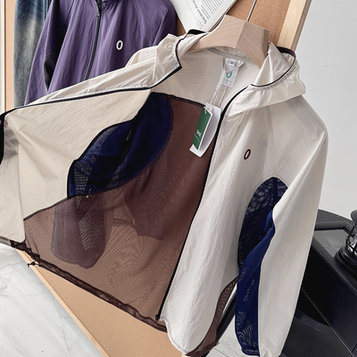 大网眼拼接凉感透气男女同通户外山系防晒衣连帽外套S00526