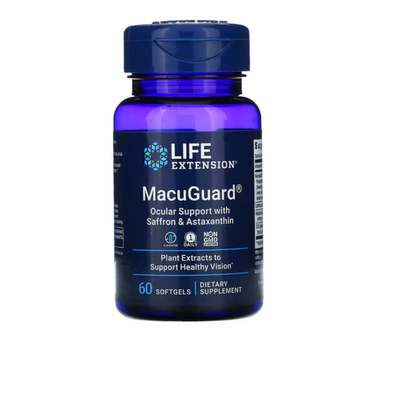 美国Life Extension MacuGuard番红花和虾青素视力健康软凝胶