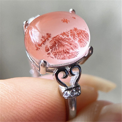 天然凉山特色冰飘草花南红玛瑙戒指女款 925银指环首饰饰品