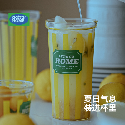 【带盖带吸管】复古风自制果汁杯