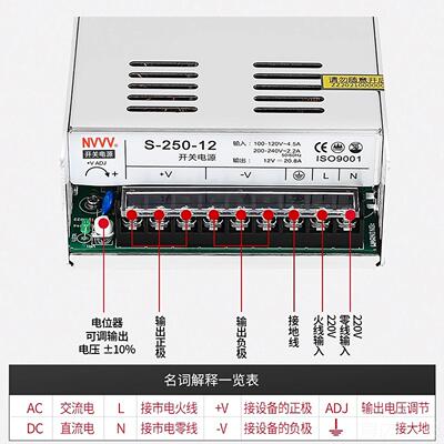 高档NVVV S供-250W开关电源1摄2V20A监控LED像头电集中工控AC转直