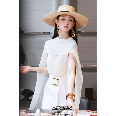 MD依诺【灵动飘影】2026夏季款设计感韩系法式风飘带无袖T恤上衣