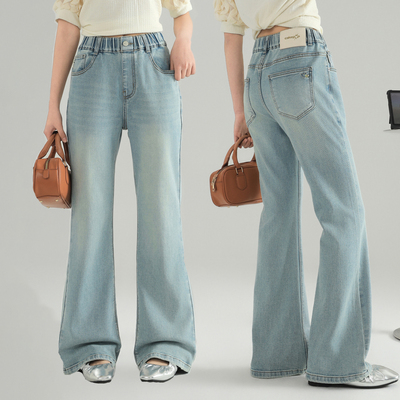 骄骄虎春季新款女学生微喇牛仔裤