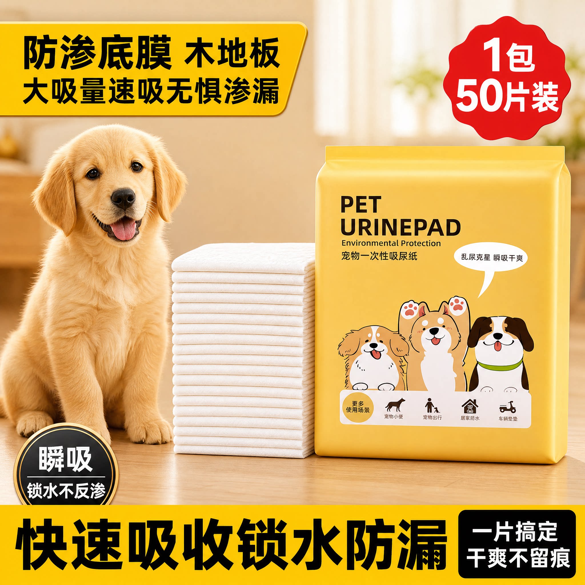 狗狗吸尿纸宠物吸尿片小便尿垫泰迪专用一次性吸水尿布擦尿纸隔尿
