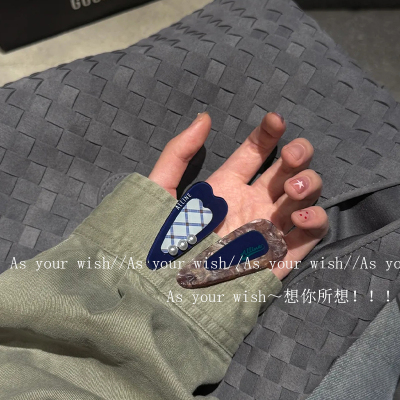 韩系复古珍珠格纹甜美刘海夹