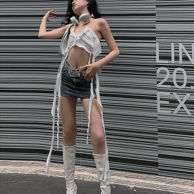 上衣露脐辣妹吊带背心女