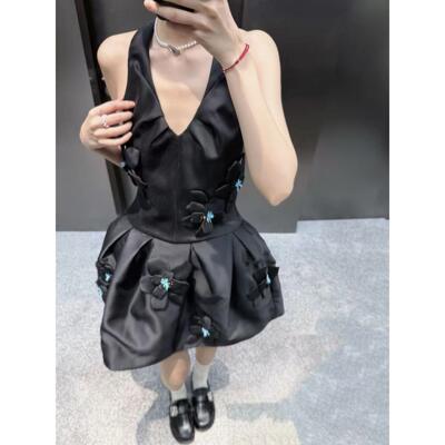 【zui高品质】shushu重工艺手工立体花朵连衣裙收腰无袖背心裙