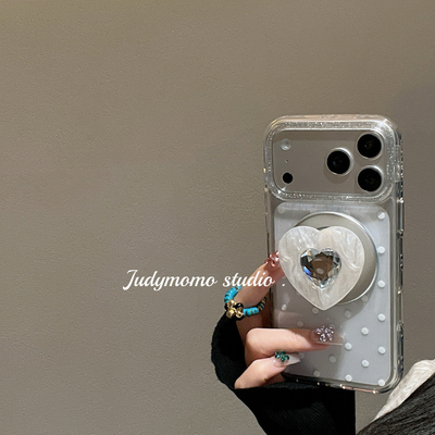 韩国简约透明波点闪钻爱心磁吸17