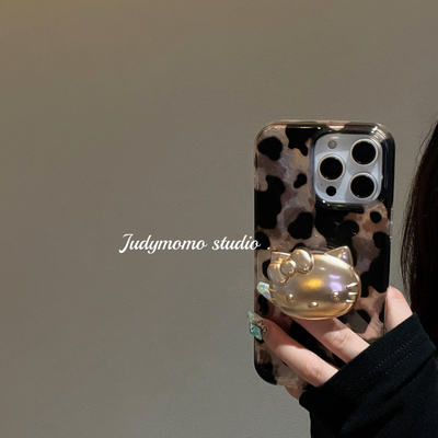 个性ins辣妹金属KT支架豹纹壳16