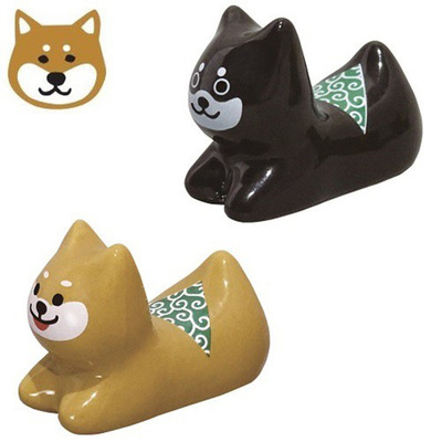 日本品质TANAKA可爱柴犬造型筷子架日式家用餐桌筷托创意陶瓷筷枕