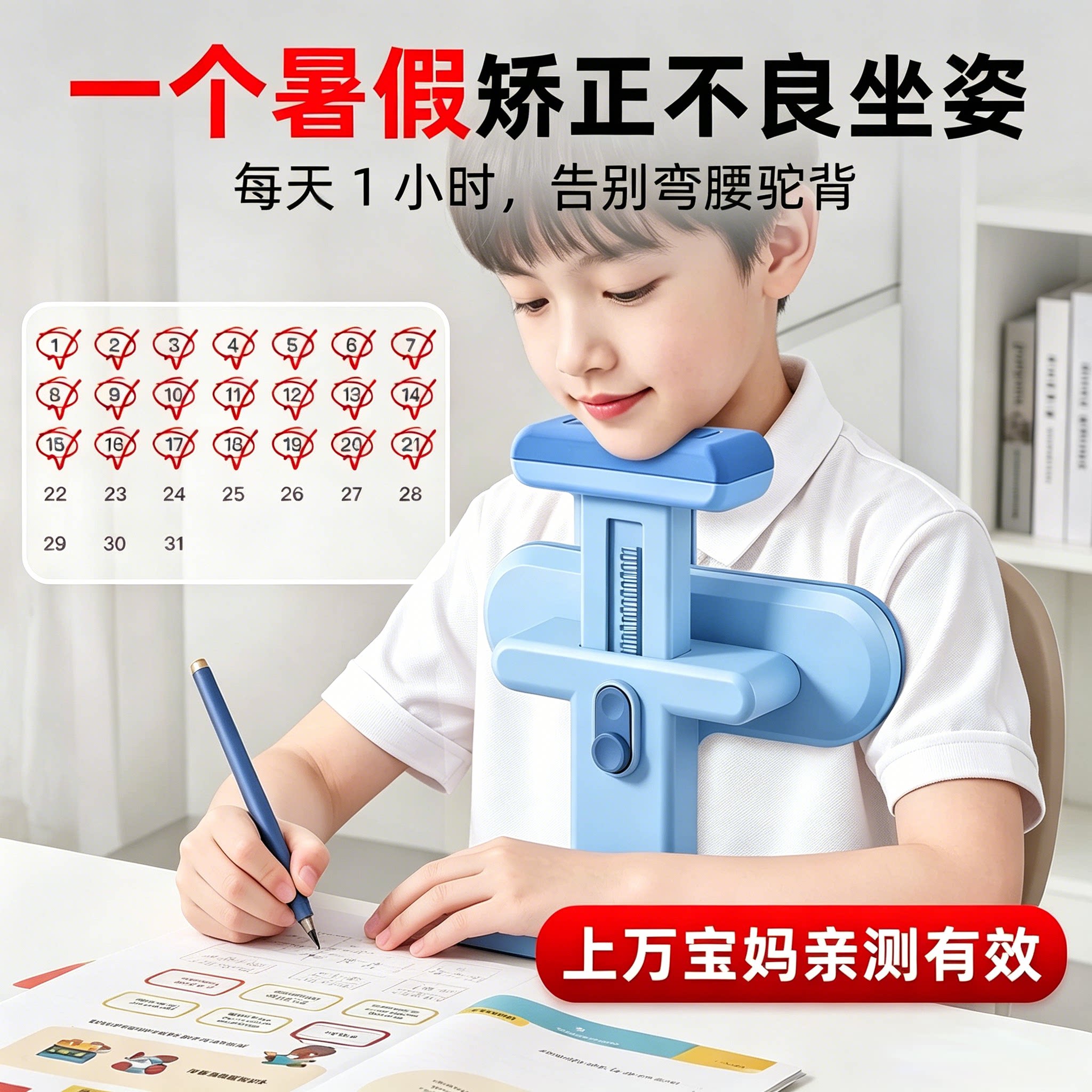 坐姿矫正器小学生写字姿势矫正器2026新款读写台桌面款防近视防低头纠正器暑假写作业儿童学习书桌视力保护器