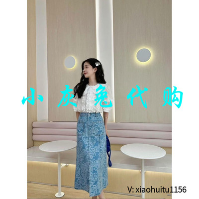 小灰兔专柜正品代购2025夏季开叉牛仔半身裙1200365-4A50172-001