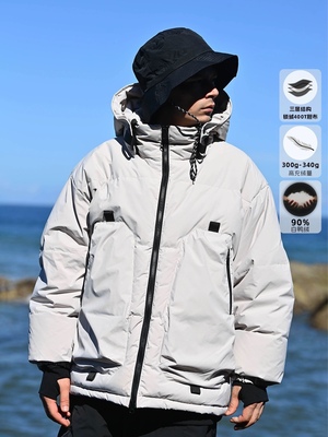 机能户外宽松羽绒服连帽