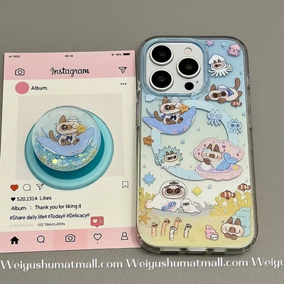 磁吸支架适用oppoA3/reno10/4se手机壳findx7/5pro渐变蓝海洋小豆泥A56/32/a57少女款K11x/97/93s软套8全包边