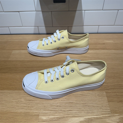 匡威开口笑淡黄色男女低帮帆布鞋