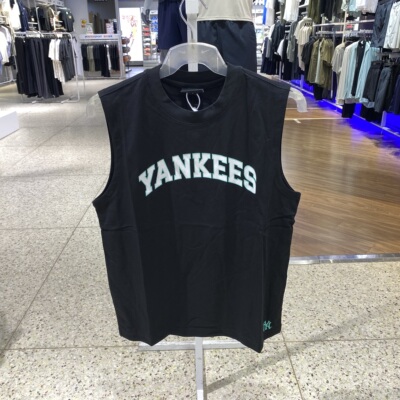 MLB情侣T恤男女宽松运动服跑步休闲无袖背心3ATKV0143-50BKS