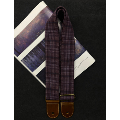 轻奢深紫色密格纹吉他背带