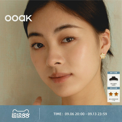OOAK界格白贝母玫瑰金项链耳钉编织肌理半宝石耳钉气质款简约时尚