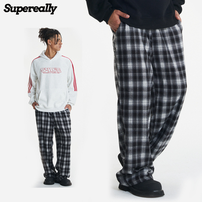 supereally昌隆李浩菲同款格子裤