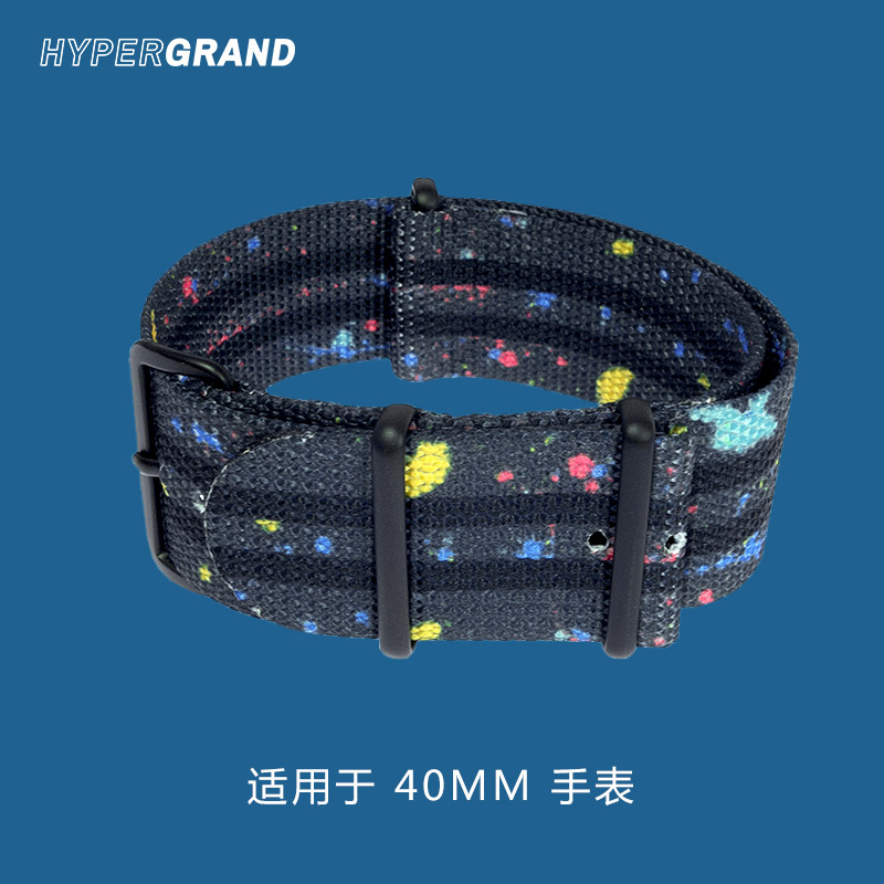 hypergrand哈派格尼龙印花表带小众编织 黑扣宽度22mm适用40-44mm