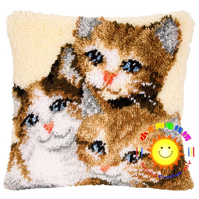 抱枕靠垫猫咪毛线绣